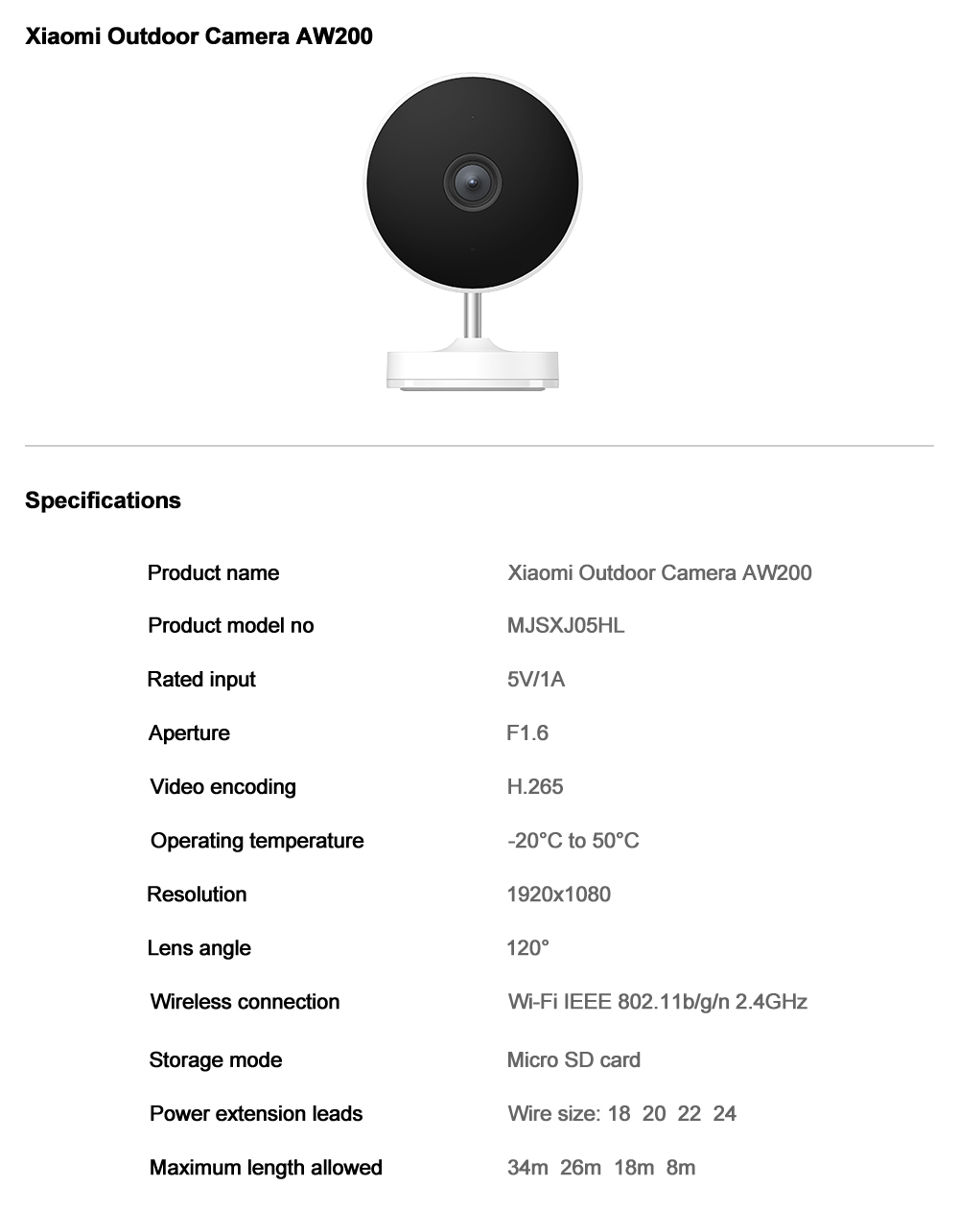 Xiaomi Outdoor Camera AW200 @Rs 11999